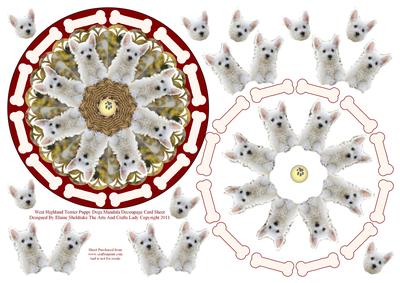 West Highland Terrier Puppy Dog Mandala Decoupage Card Sheet ...