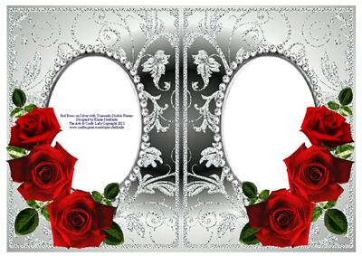 Red Roses on Silver with Diamonds Double Frames - CUP310148_604 ...