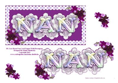 Dl Lace Heart "nan" Card Topper with Decoupage - CUP416444_604 ...