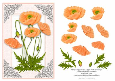 Orange Poppies Card Topper with Decoupage - CUP417042_604 | Craftsuprint