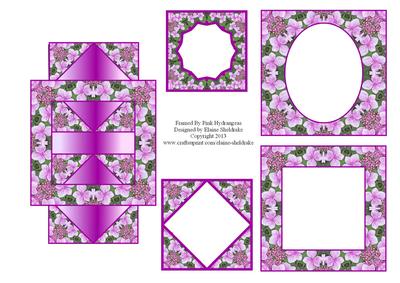 Framed by Pink Hydrangea Frames, Topper for Cards, Scrapbook ...