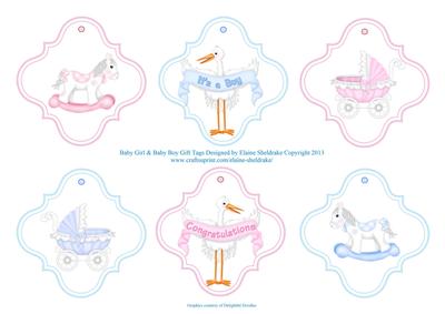 Baby Girl & Baby Boy Gift Tags - CUP473643_604 | Craftsuprint