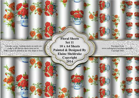 Floral Sheets Set 11 - 10 x A4 Backing Paper Sheets - CUP584798_604 ...