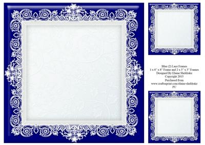 8" x 8" Blue (2) Lace Frame Plus Two 4" x 4" Frames - CUP598342_604 ...