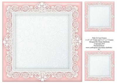 8" x 8" Pink (2) Lace Frame Plus Two 4" x 4" Frames - CUP598387_604 ...