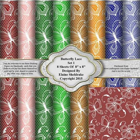 8" x 8" Butterfly Lace Set 1 Backing Papers - CUP598700_604 | Craftsuprint
