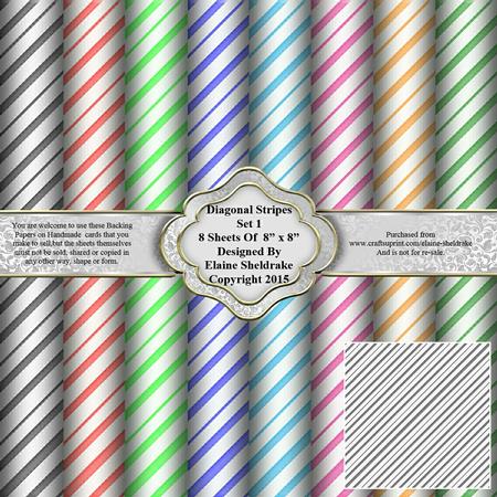 8" x 8" Diagonal Candy Stripes Set 1 Backing Papers - CUP598914_604 ...