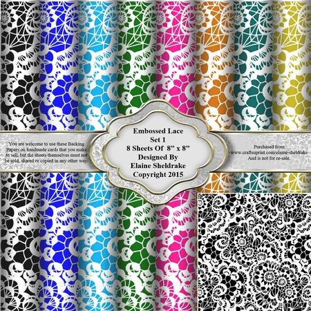 8" x 8" Embossed Lace Set 1 Backing Papers - CUP599213_604 | Craftsuprint