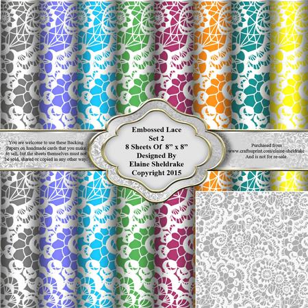 8" x 8" Embossed Lace Set 2 Backing Papers - CUP599214_604 | Craftsuprint
