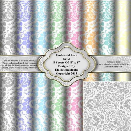 8" x 8" Embossed Lace Set 3 Backing Papers - CUP599216_604 | Craftsuprint