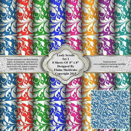 8" x 8" Leafy Scrolls Set 2 Backing Papers - CUP599234_604 | Craftsuprint