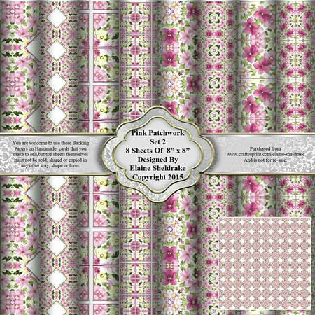 8" x 8" Pink Patchwork Set 2 Backing Papers - CUP599437_604 | Craftsuprint