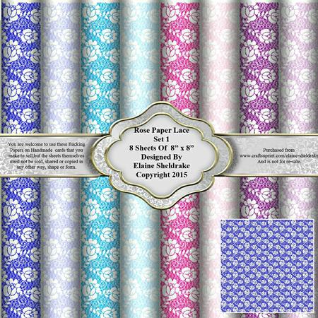 8" x 8" Rose Lace Set 1 Backing Papers - CUP599439_604 | Craftsuprint