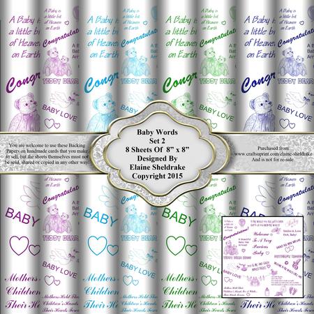 8" x 8" Baby Words Set 2 Backing Papers - CUP606231_604 | Craftsuprint