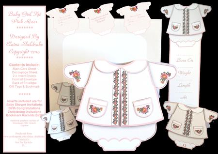 Baby Girls Set 1 Card Kit, Envelope,inserts, Tags & Bookmark ...