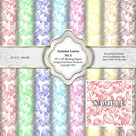 Autumn Leaves Set 2 - Eight 12" x 12" Backing Papers - Cu/pu ...