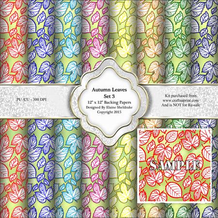 Autumn Leaves Set 3 - Eight 12" x 12" Backing Papers - Cu/pu ...