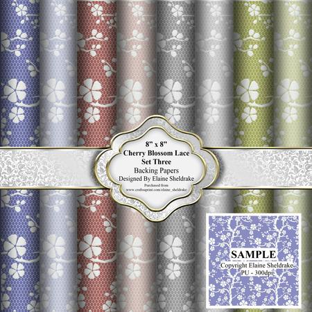 8" x 8" Cherry Blossom Embossed Lace Set Three Backing Paper ...
