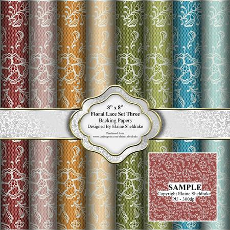 8" x 8" Floral Lace Pretty Flowers Set Three Backing Papers - CUP678042 ...