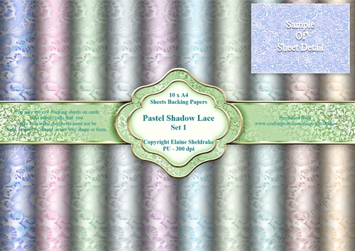 Pastel Shadow Lace Faux Fabric - 10 A4 Backing Papers - Set One ...