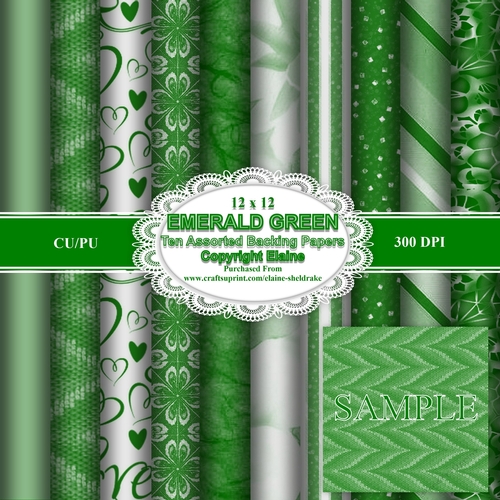 Assorted 12 x 12 Emerald Green Backing Papers for Cards,Scrapbooking ...