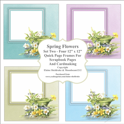 Spring Flowers Set Two - Four PNG Floral Quick Page Frames For ...