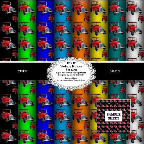 Vintage Motor Cars - Set One - 12 x 12 Backing Papers For Cardmaking ...