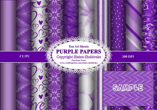 Assorted Purple Papers - Ten A4 Backing Papers For Cardmaking ...
