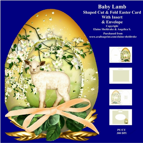 Baby Lamb - Shaped Easter Egg Card Kit With Insert & Matching Envelope ...