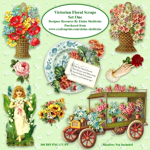 Victorian Flower Scraps Set One For Card Making & Scrapbooking PNG 300 ...
