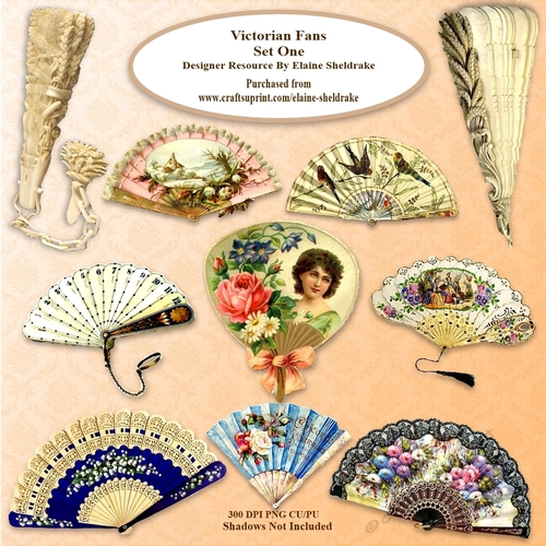 Victorian Fans Set One Designer Resource PNG 300 dpi CU PU - CUP931619 ...