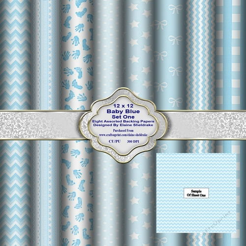 12 x 12 Baby Blue Set One Backing Papers - CUP947119_604 | Craftsuprint