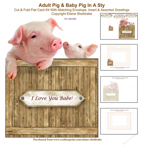 Adult Pig & Baby Pig In The Sty - 7 x 5 Cut & Fold Card Kit - CUP957127 ...