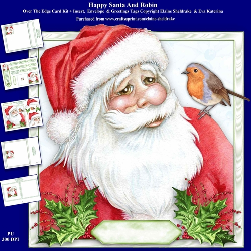 Happy Santa & Robin 8 x 8 Over The Edge Card Kit With Insert and ...
