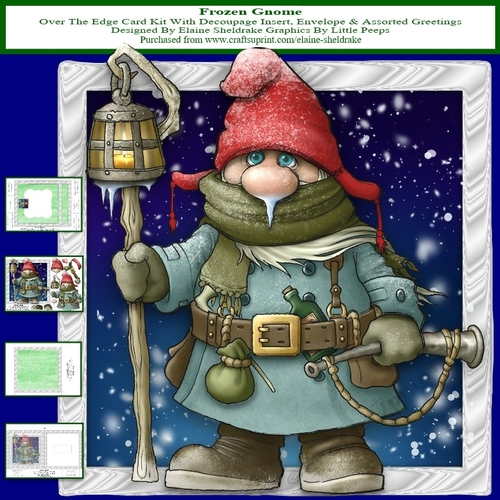 Frozen Gnome Over The Edge Card Kit With Decoupage, Insert, Envelope ...