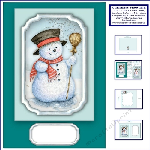 5 x 7 Christmas Snowman Card Kit With Matching Insert, Envelope ...