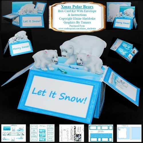 Christmas Polar Bears Box Card Kit With Envelope & Instructions ...