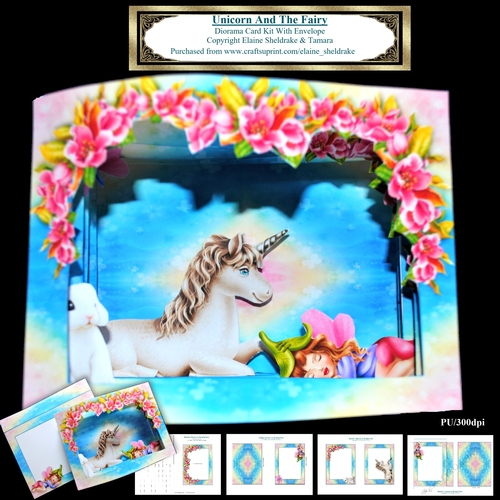 Rainbow Unicorn And The Sleeping Fairy - Diorama Tunnel Card Kit With ...