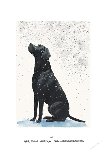Labrador dog looking up at the snow - CUP1186187_1940 | Craftsuprint