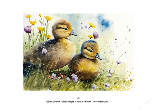 watercolour background of spring ducklings - CUP1195120_1940 | Craftsuprint