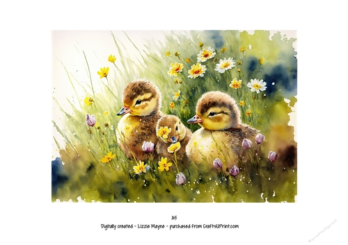 watercolour background of spring ducklings - CUP1195123_1940 | Craftsuprint