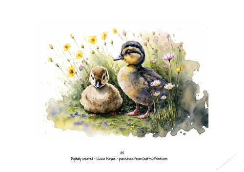 watercolour background of spring ducklings - CUP1195124_1940 | Craftsuprint