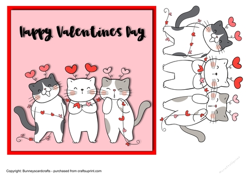 Valentines Day Cats 7x7 quick card - CUP1140024_74085 | Craftsuprint
