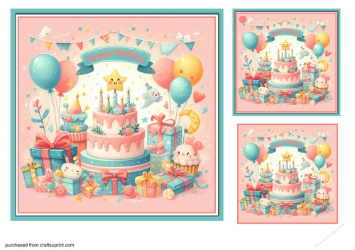 Birthday cake 7x7 quick card - CUP1337366_74085 | Craftsuprint