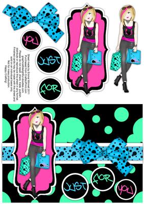 Shopping-mad Punk Teen Decoupage - Aqua, Sky Blue & Pink - CUP255611 ...