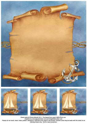 Sail Boat on a Scroll Insert & Tags - CUP433340_1435 | Craftsuprint