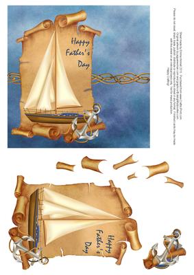 Sail Boat on a Scroll 6x6 Decoupage Card - Happy Fathers Day ...