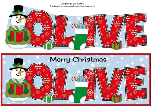 Snowman in jacket OLIVE large dl - CUP1008064_750 | Craftsuprint