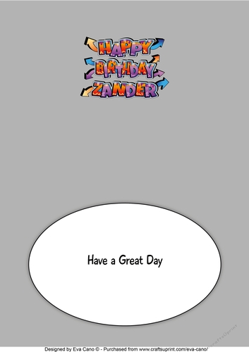 Graffiti HAPPY BIRTHDAY ZANDER insert - CUP1010218_750 | Craftsuprint