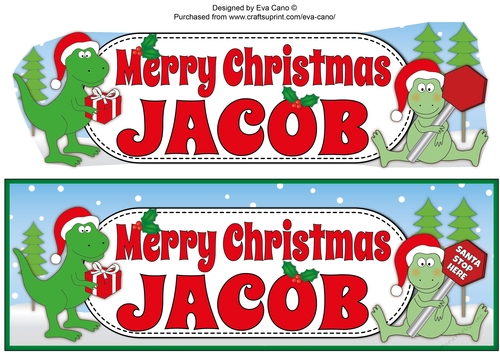 Christmas Dinosaurs MERRY CHRISTMAS JACOB large dl - CUP1011398_750 ...